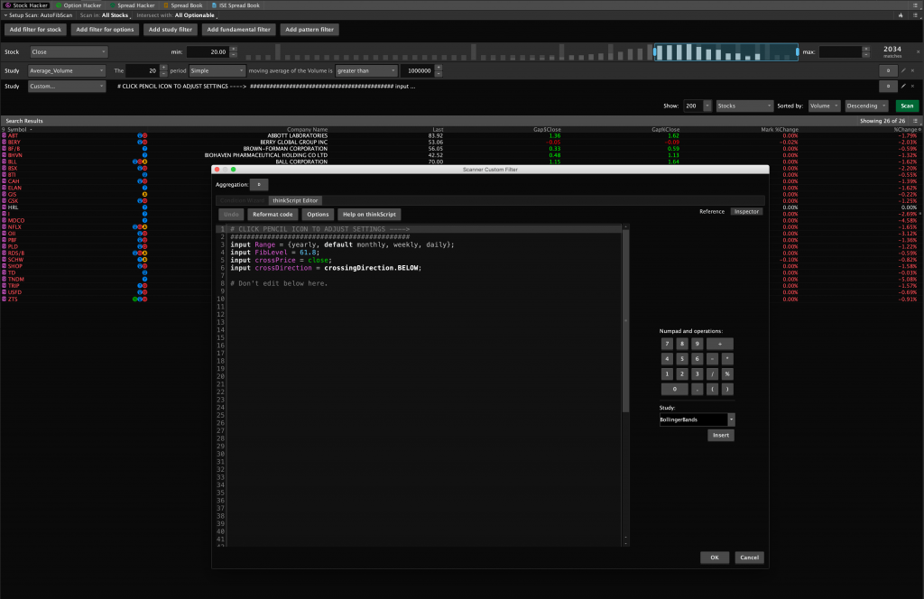 Multiple Timeframe Bollinger Bands Indicator for Thinkorswim + Scan + Column - Easycators ...