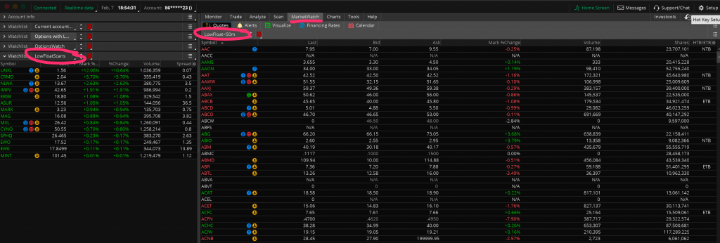 Low Float Stock Scan Lists for ThinkOrSwim - Easycators Thinkorswim ...